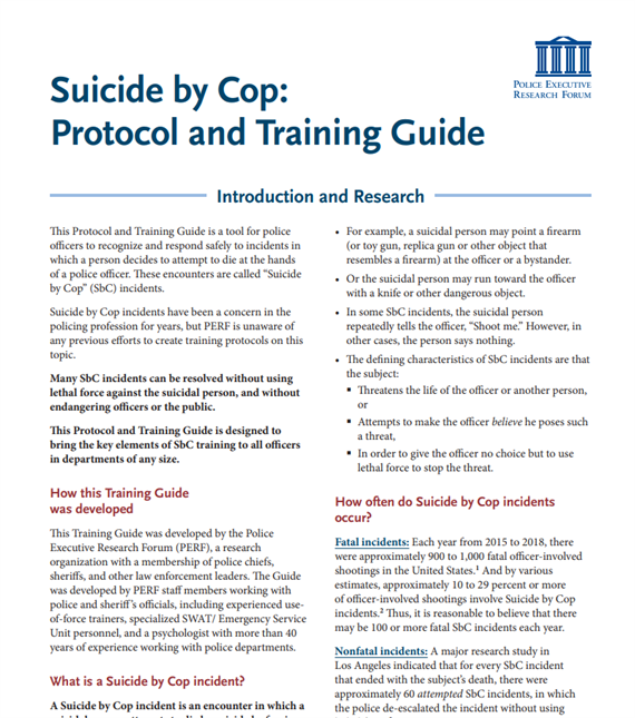 Suicide by Cop: Protocol and Training Guide - Clearinghouse Resource ...