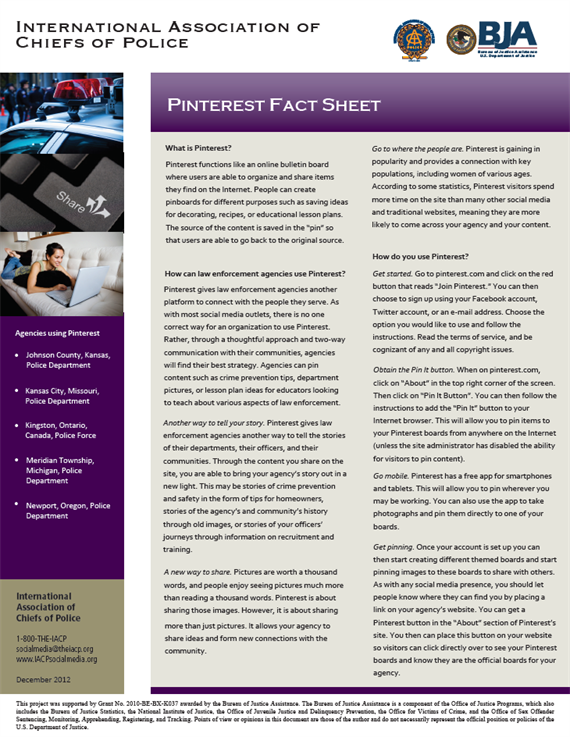 Pinterest Fact Sheet - Clearinghouse Resource #541 - VALOR for Blue